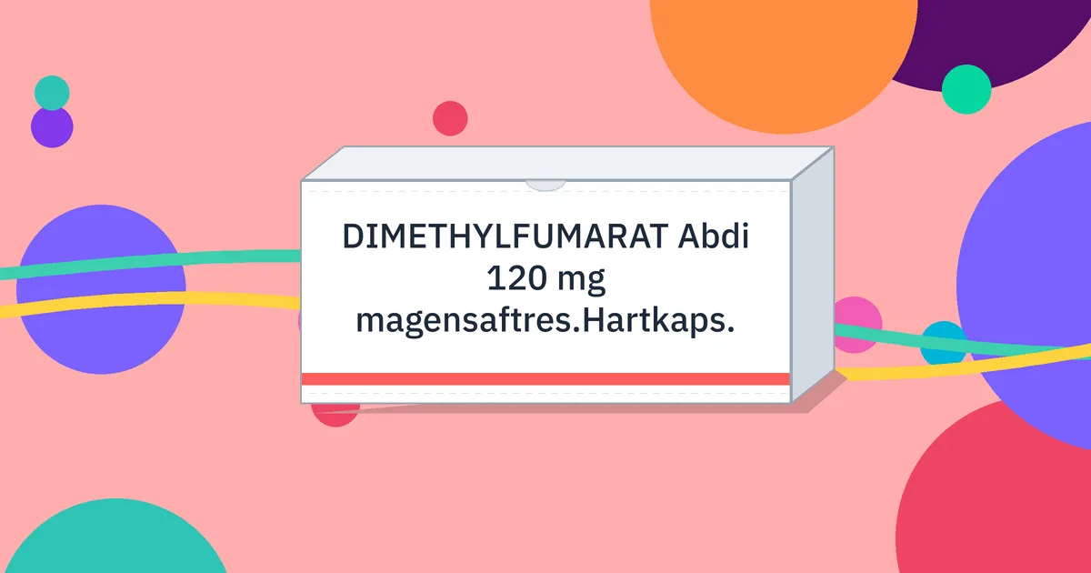 Symbolbild: Packung mit der Aufschrift DIMETHYLFUMARAT Abdi 120 mg magensaftres.Hartkaps. (PZN 19488346) – Verfügbarkeit und Bezug in Apotheken in Frankfurt am Main