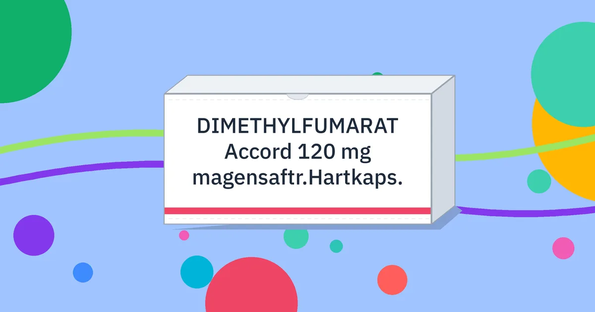 Symbolbild: Packung mit der Aufschrift DIMETHYLFUMARAT Accord 120 mg magensaftr.Hartkaps. (PZN 18369036) – Verfügbarkeit und Bezug in Apotheken in Frankfurt am Main