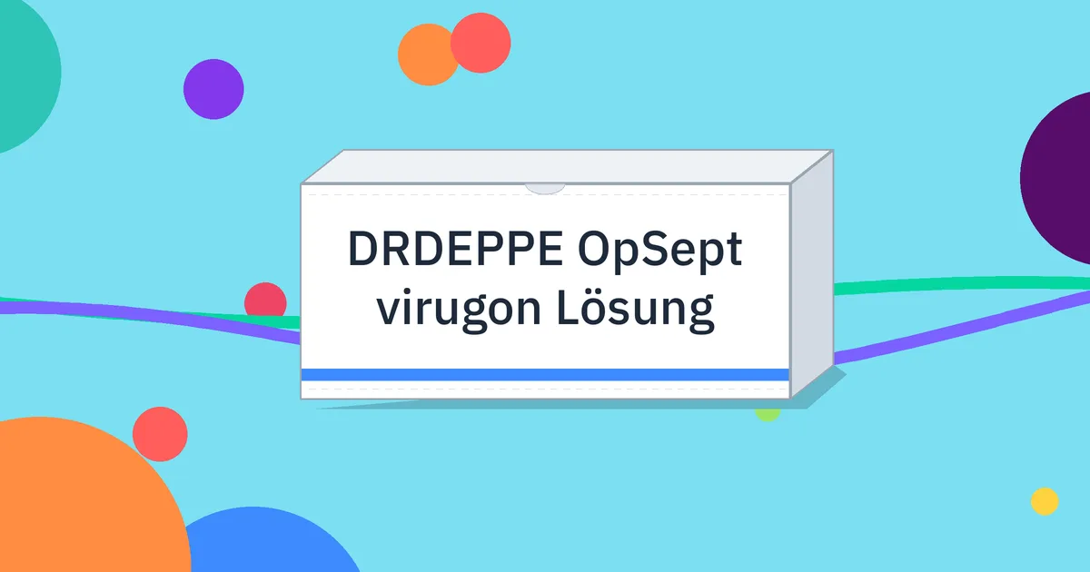 Symbolbild: Packung mit der Aufschrift DRDEPPE OpSept virugon Lösung (PZN 18311841) – Verfügbarkeit und Bezug in Apotheken in Frankfurt am Main