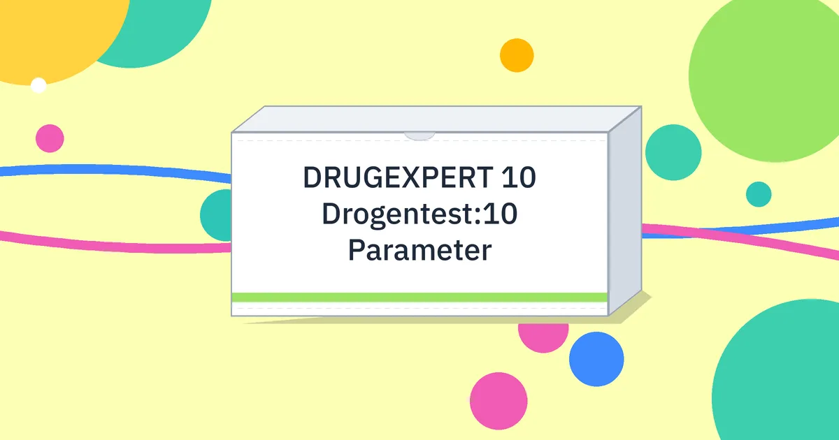 Symbolbild: Packung mit der Aufschrift DRUGEXPERT 10 Drogentest:10 Parameter (PZN 15426549) – Verfügbarkeit und Bezug in Apotheken in Frankfurt am Main