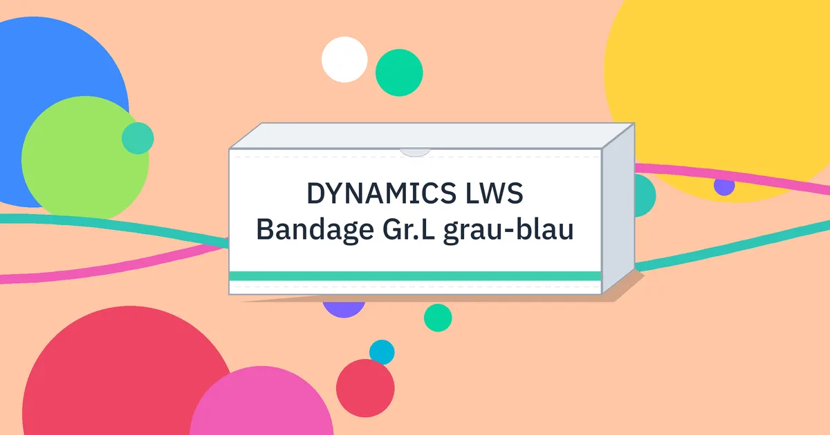 Symbolbild: Packung mit der Aufschrift DYNAMICS LWS Bandage Gr.L grau-blau (PZN 10634355) – Verfügbarkeit und Bezug in Apotheken in Frankfurt am Main