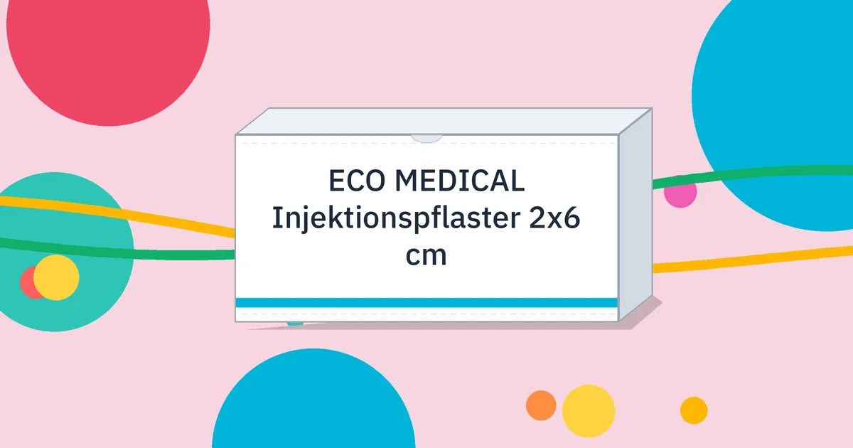 Symbolbild: Packung mit der Aufschrift ECO MEDICAL Injektionspflaster 2x6 cm (PZN 00882891) – Verfügbarkeit und Bezug in Apotheken in Frankfurt am Main