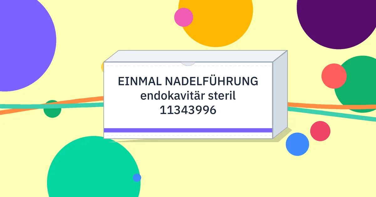 Symbolbild: Packung mit der Aufschrift EINMAL NADELFÜHRUNG endokavitär steril 11343996 (PZN 18766470) – Verfügbarkeit und Bezug in Apotheken in Frankfurt am Main