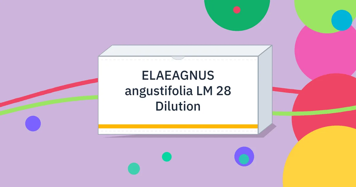 Symbolbild: Packung mit der Aufschrift ELAEAGNUS angustifolia LM 28 Dilution (PZN 13469514) – Verfügbarkeit und Bezug in Apotheken in Frankfurt am Main
