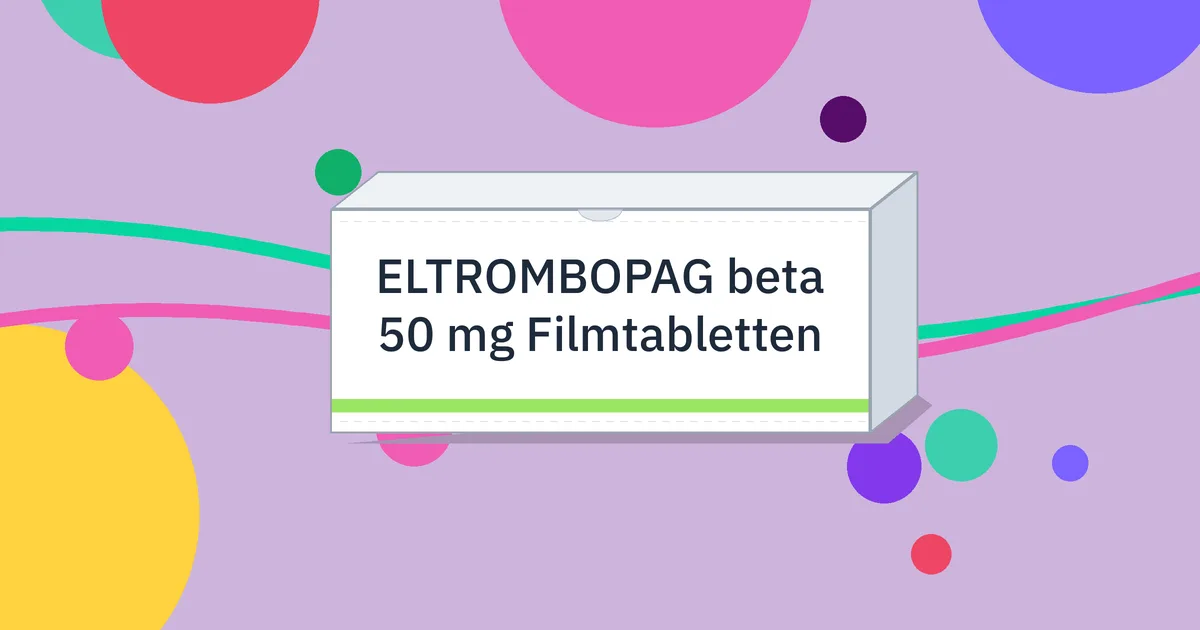 Symbolbild: Packung mit der Aufschrift ELTROMBOPAG beta 50 mg Filmtabletten (PZN 19181518) – Verfügbarkeit und Bezug in Apotheken in Frankfurt am Main