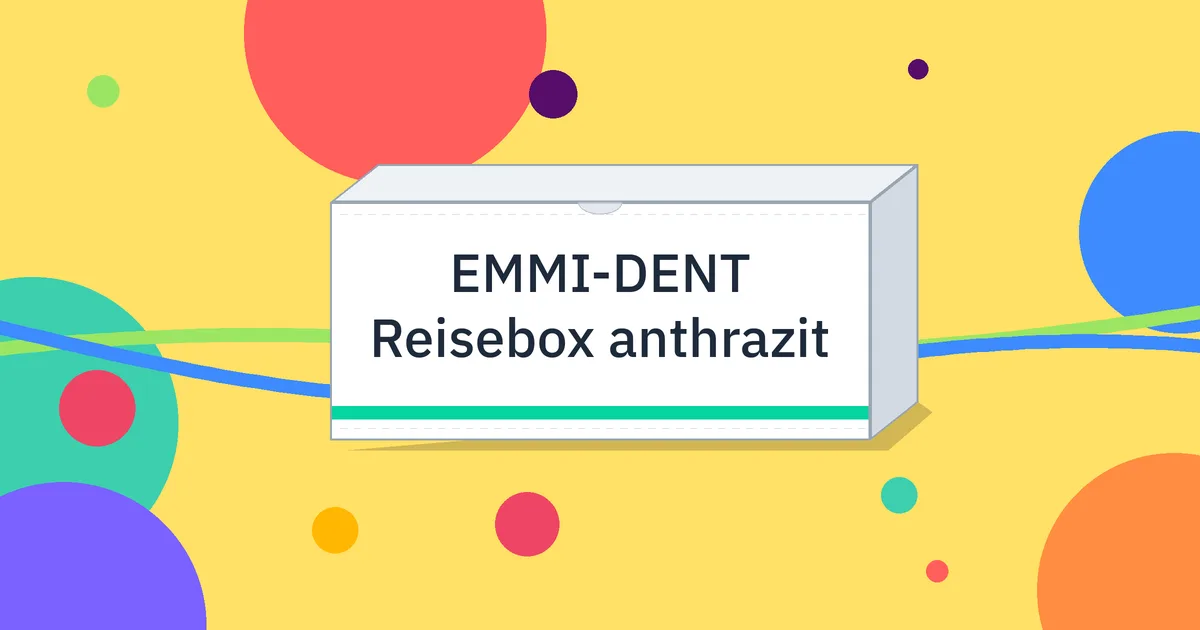 Symbolbild: Packung mit der Aufschrift EMMI-DENT Reisebox anthrazit (PZN 13914948) – Verfügbarkeit und Bezug in Apotheken in Frankfurt am Main