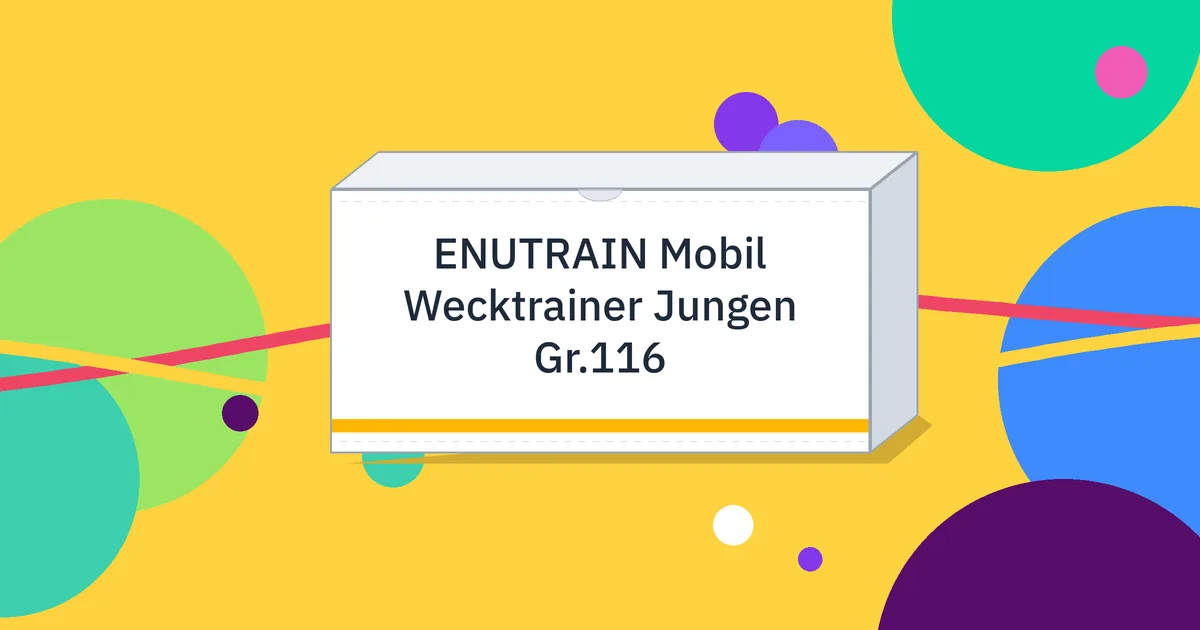 Symbolbild: Packung mit der Aufschrift ENUTRAIN Mobil Wecktrainer Jungen Gr.116 (PZN 09200663) – Verfügbarkeit und Bezug in Apotheken in Frankfurt am Main