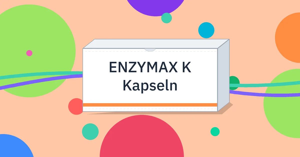 Symbolbild: Packung mit der Aufschrift ENZYMAX K Kapseln (PZN 08891903) – Verfügbarkeit und Bezug in Apotheken in Frankfurt am Main