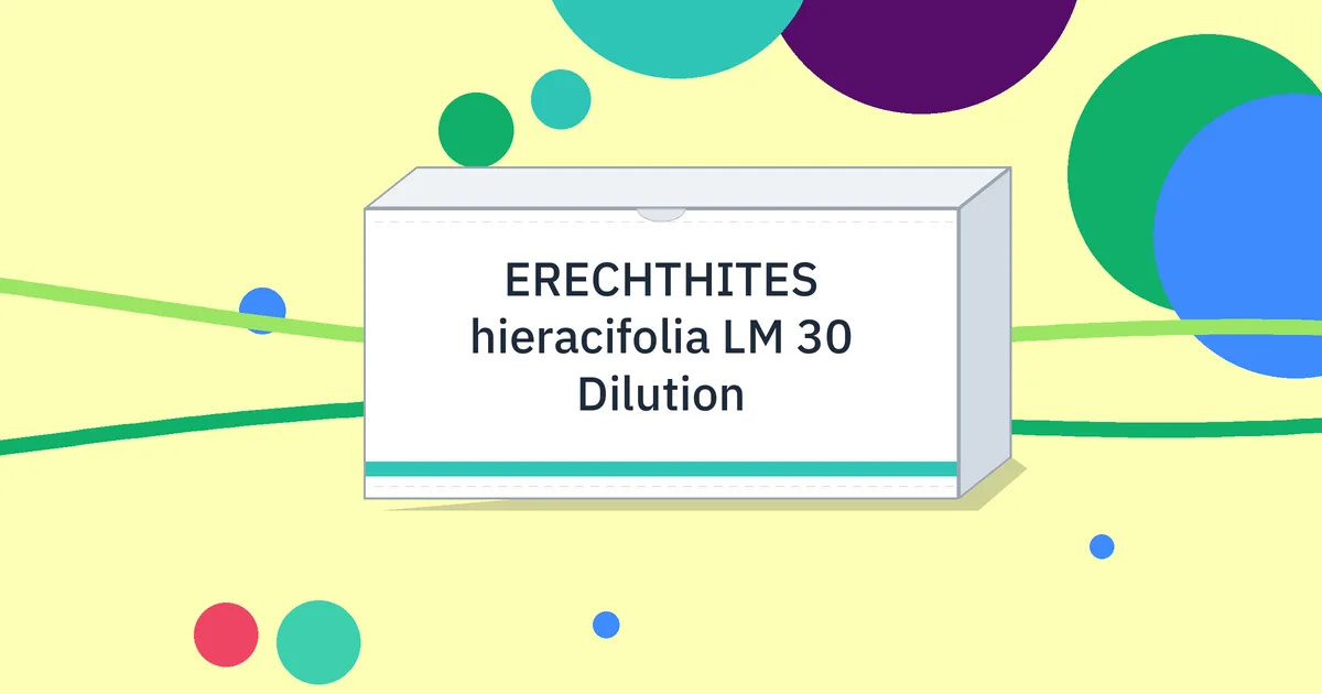 Symbolbild: Packung mit der Aufschrift ERECHTHITES hieracifolia LM 30 Dilution (PZN 13474573) – Verfügbarkeit und Bezug in Apotheken in Frankfurt am Main