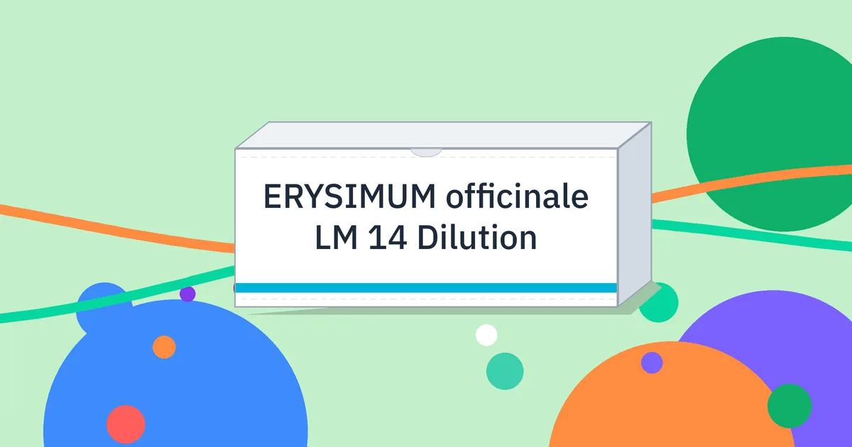 Symbolbild: Packung mit der Aufschrift ERYSIMUM officinale LM 14 Dilution (PZN 13479501) – Verfügbarkeit und Bezug in Apotheken in Frankfurt am Main