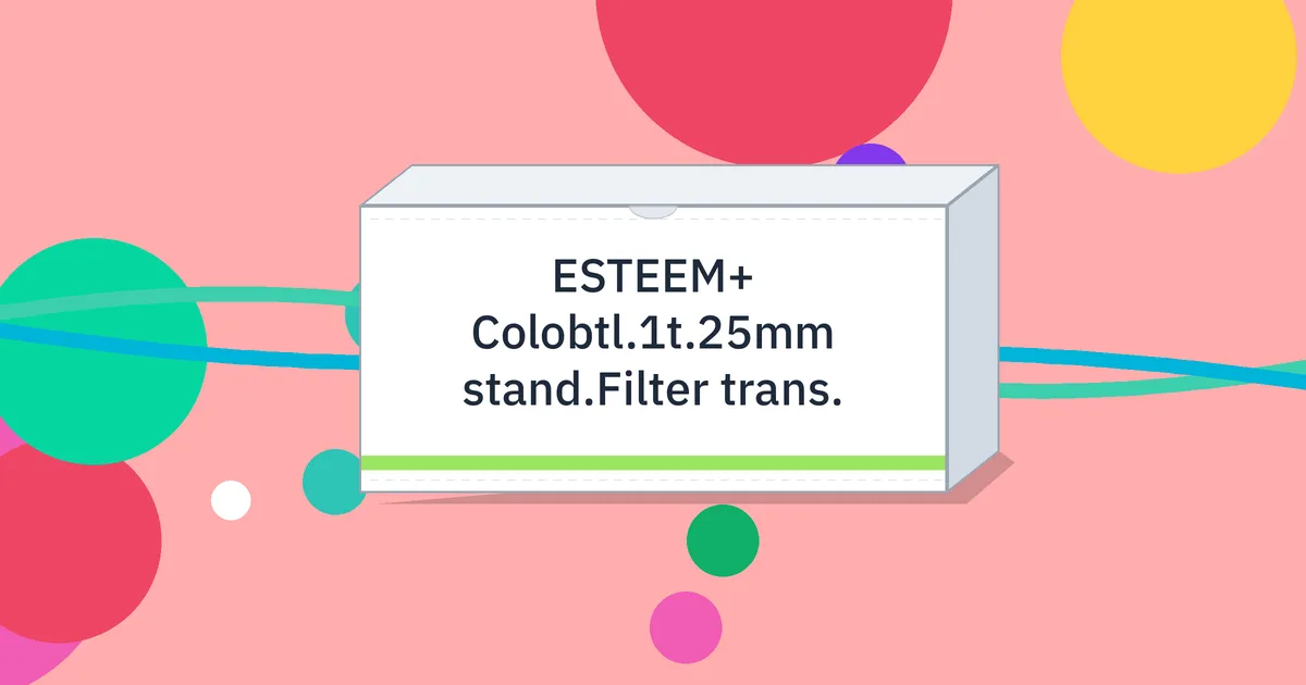 Symbolbild: Packung mit der Aufschrift ESTEEM+ Colobtl.1t.25mm stand.Filter trans. (PZN 06459975) – Verfügbarkeit und Bezug in Apotheken in Frankfurt am Main