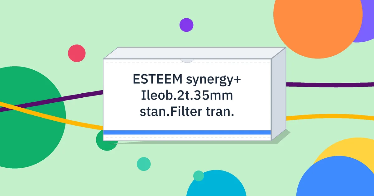Symbolbild: Packung mit der Aufschrift ESTEEM synergy+ Ileob.2t.35mm stan.Filter tran. (PZN 06461736) – Verfügbarkeit und Bezug in Apotheken in Frankfurt am Main