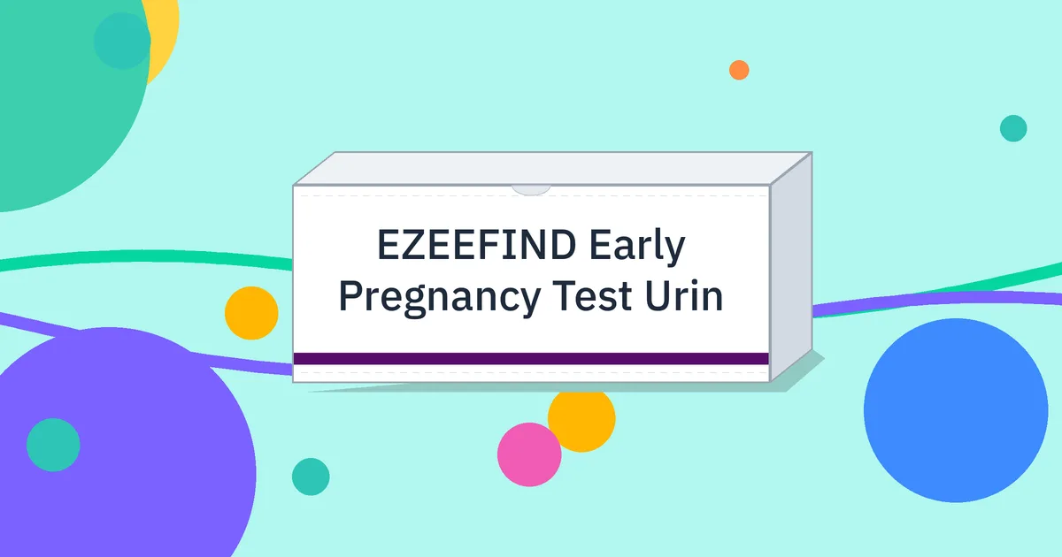 Symbolbild: Packung mit der Aufschrift EZEEFIND Early Pregnancy Test Urin (PZN 19993073) – Verfügbarkeit und Bezug in Apotheken in Frankfurt am Main