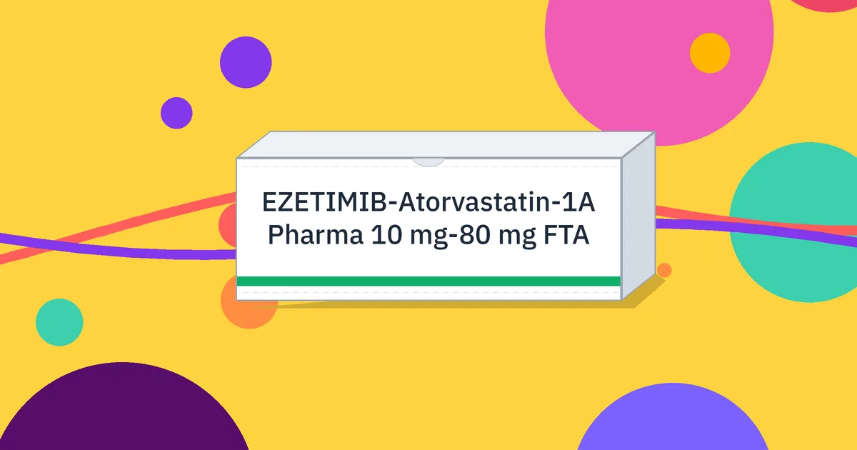 Symbolbild: Packung mit der Aufschrift EZETIMIB-Atorvastatin-1A Pharma 10 mg-80 mg FTA (PZN 19238365) – Verfügbarkeit und Bezug in Apotheken in Frankfurt am Main