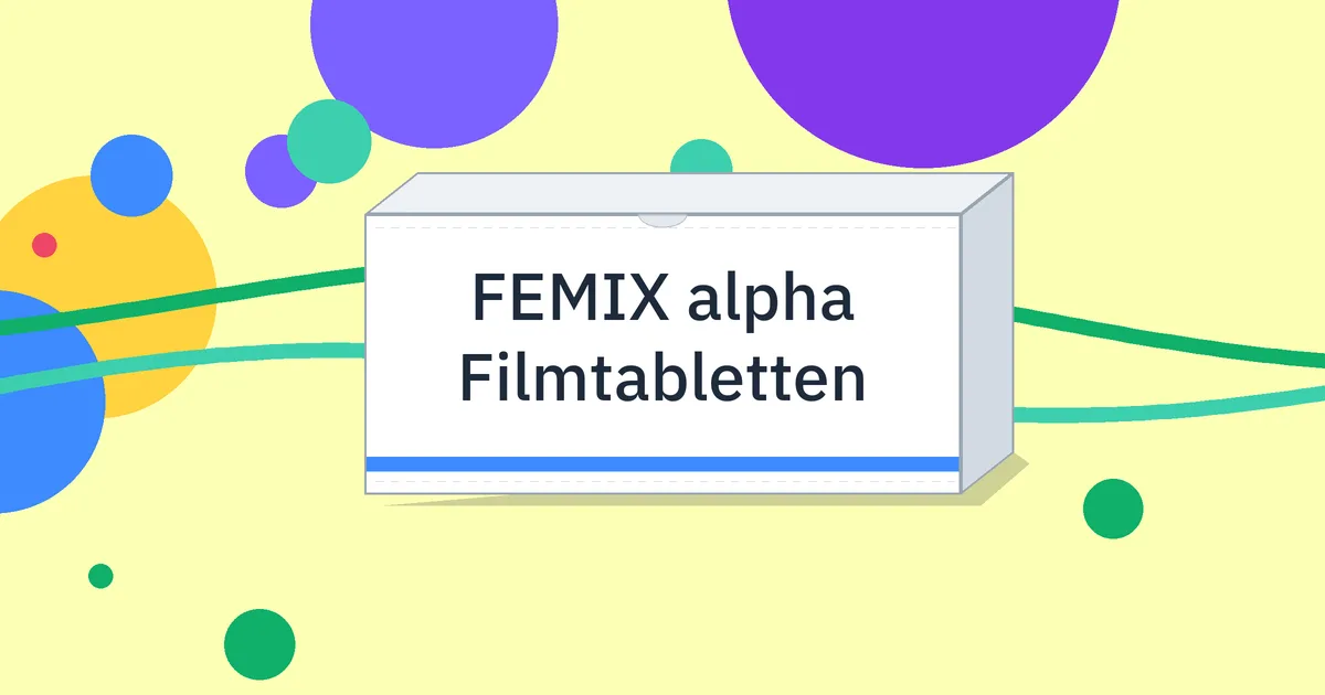 Symbolbild: Packung mit der Aufschrift FEMIX alpha Filmtabletten (PZN 14018239) – Verfügbarkeit und Bezug in Apotheken in Frankfurt am Main
