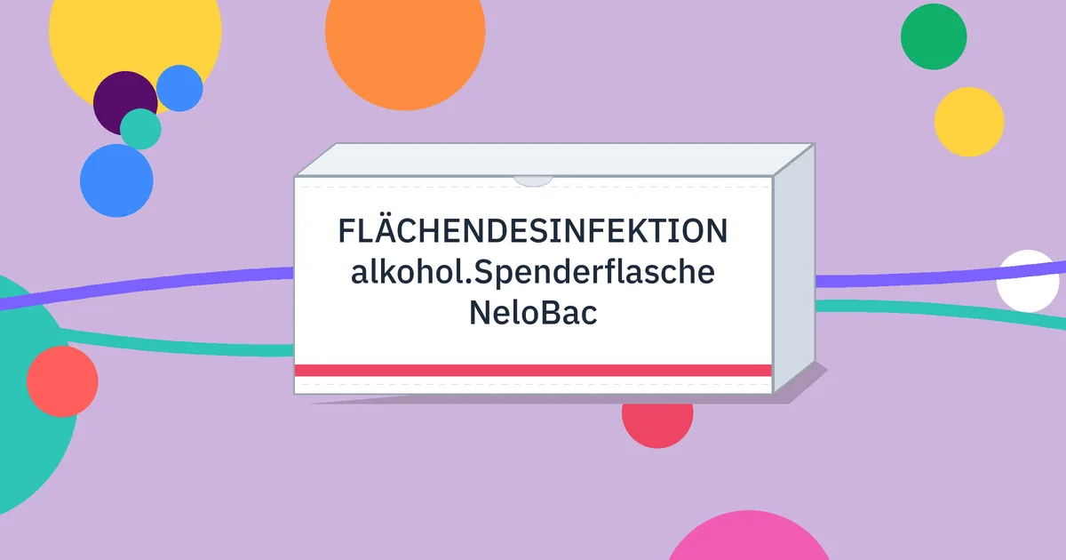 Symbolbild: Packung mit der Aufschrift FLÄCHENDESINFEKTION alkohol.Spenderflasche NeloBac (PZN 16786391) – Verfügbarkeit und Bezug in Apotheken in Frankfurt am Main