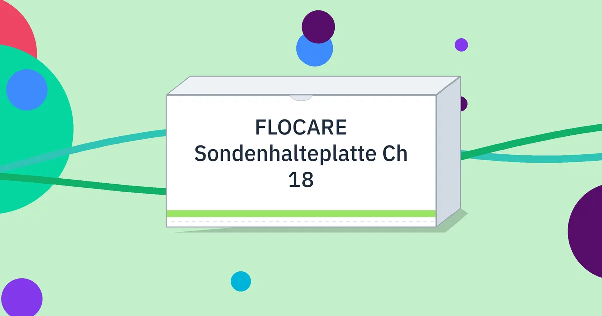 Symbolbild: Packung mit der Aufschrift FLOCARE Sondenhalteplatte Ch 18 (PZN 07258262) – Verfügbarkeit und Bezug in Apotheken in Frankfurt am Main