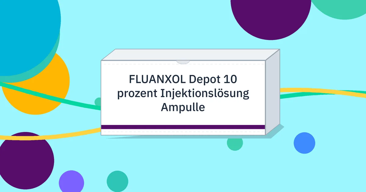 Symbolbild: Packung mit der Aufschrift FLUANXOL Depot 10 prozent Injektionslösung Ampulle (PZN 04959573) – Verfügbarkeit und Bezug in Apotheken in Frankfurt am Main