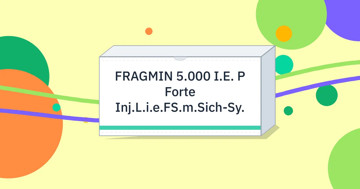 Symbolbild: Packung mit der Aufschrift FRAGMIN 5.000 I.E. P Forte Inj.L.i.e.FS.m.Sich-Sy. (PZN 09197978) – Verfügbarkeit und Bezug in Apotheken in Frankfurt am Main