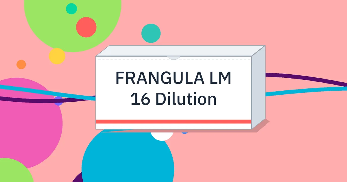 Symbolbild: Packung mit der Aufschrift FRANGULA LM 16 Dilution (PZN 12874431) – Verfügbarkeit und Bezug in Apotheken in Frankfurt am Main
