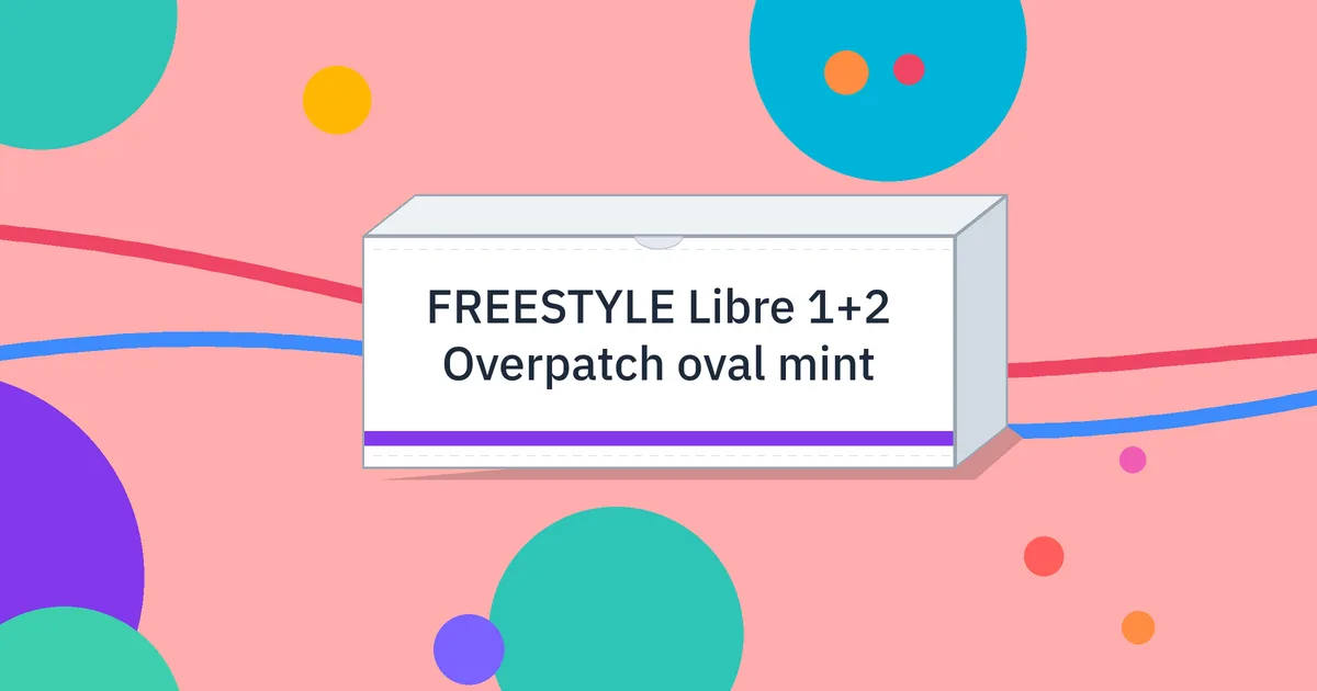 Symbolbild: Packung mit der Aufschrift FREESTYLE Libre 1+2 Overpatch oval mint (PZN 19864418) – Verfügbarkeit und Bezug in Apotheken in Frankfurt am Main