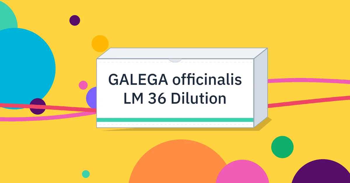 Symbolbild: Packung mit der Aufschrift GALEGA officinalis LM 36 Dilution (PZN 13495977) – Verfügbarkeit und Bezug in Apotheken in Frankfurt am Main