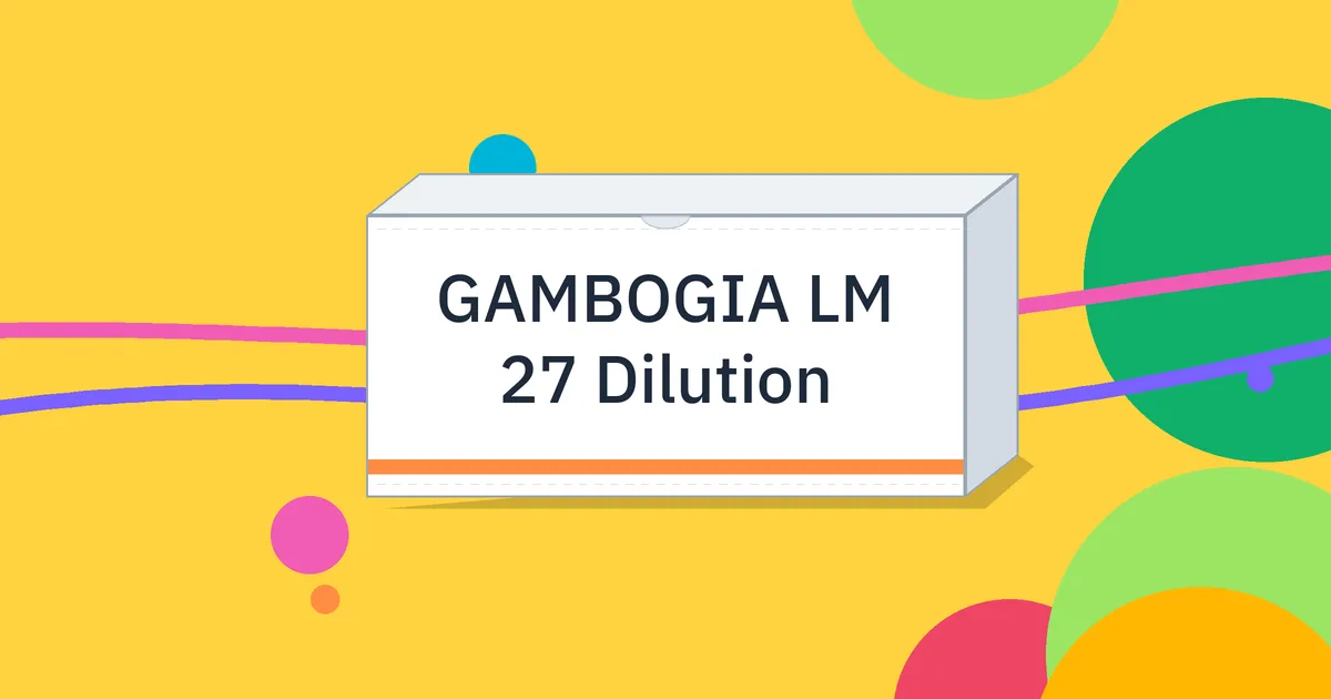 Symbolbild: Packung mit der Aufschrift GAMBOGIA LM 27 Dilution (PZN 13498697) – Verfügbarkeit und Bezug in Apotheken in Frankfurt am Main