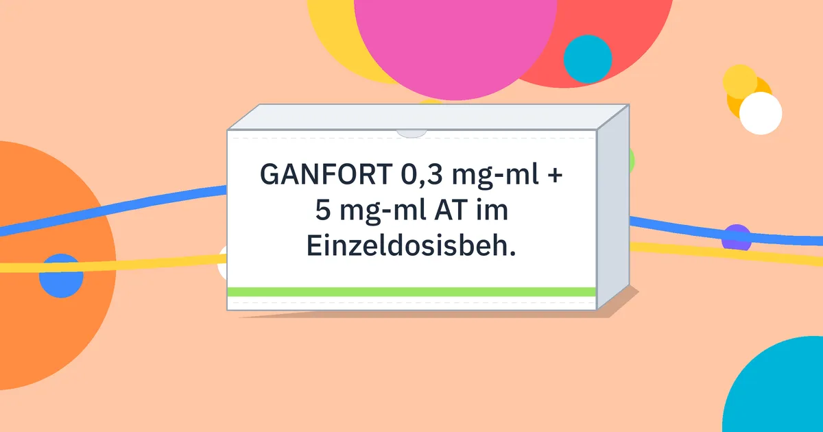 Symbolbild: Packung mit der Aufschrift GANFORT 0,3 mg-ml + 5 mg-ml AT im Einzeldosisbeh. (PZN 11219003) – Verfügbarkeit und Bezug in Apotheken in Frankfurt am Main