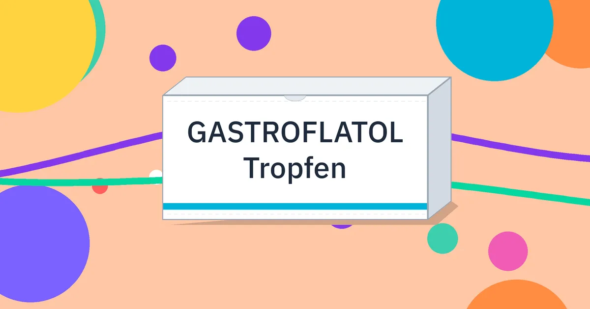 Symbolbild: Packung mit der Aufschrift GASTROFLATOL Tropfen (PZN 04044827) – Verfügbarkeit und Bezug in Apotheken in Frankfurt am Main