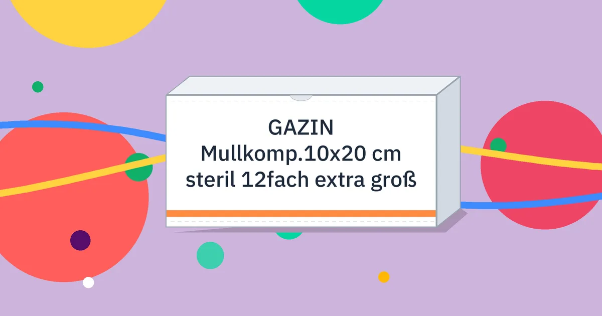 Symbolbild: Packung mit der Aufschrift GAZIN Mullkomp.10x20 cm steril 12fach extra groß (PZN 08788938) – Verfügbarkeit und Bezug in Apotheken in Frankfurt am Main