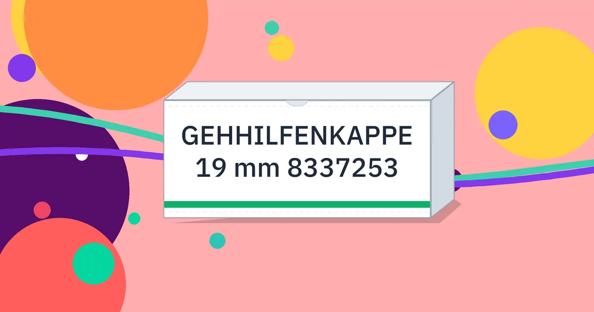 Symbolbild: Packung mit der Aufschrift GEHHILFENKAPPE 19 mm 8337253 (PZN 04836310) – Verfügbarkeit und Bezug in Apotheken in Frankfurt am Main