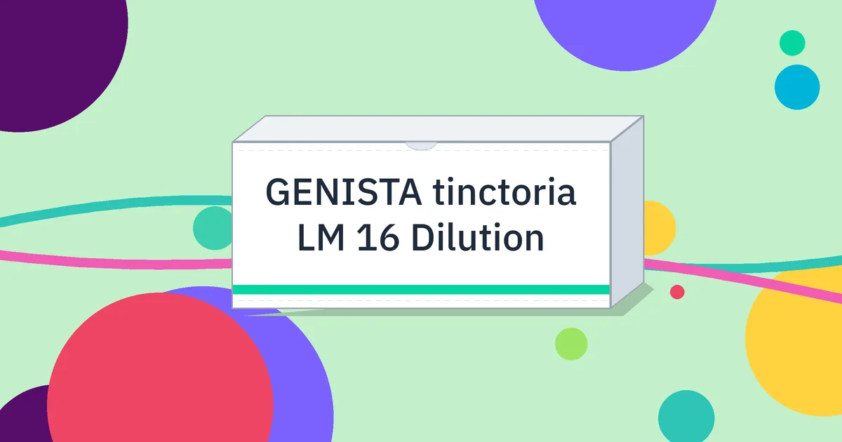 Symbolbild: Packung mit der Aufschrift GENISTA tinctoria LM 16 Dilution (PZN 13499509) – Verfügbarkeit und Bezug in Apotheken in Frankfurt am Main