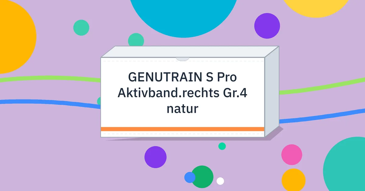 Symbolbild: Packung mit der Aufschrift GENUTRAIN S Pro Aktivband.rechts Gr.4 natur (PZN 09336977) – Verfügbarkeit und Bezug in Apotheken in Frankfurt am Main