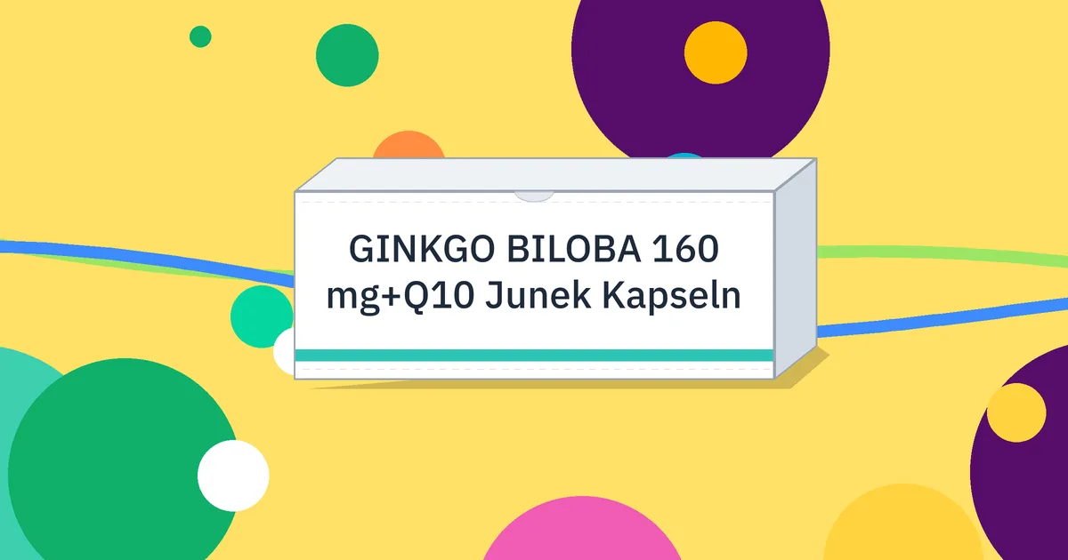 Symbolbild: Packung mit der Aufschrift GINKGO BILOBA 160 mg+Q10 Junek Kapseln (PZN 01644633) – Verfügbarkeit und Bezug in Apotheken in Frankfurt am Main