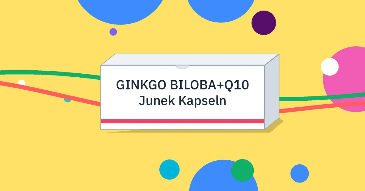 Symbolbild: Packung mit der Aufschrift GINKGO BILOBA+Q10 Junek Kapseln (PZN 01644260) – Verfügbarkeit und Bezug in Apotheken in Frankfurt am Main