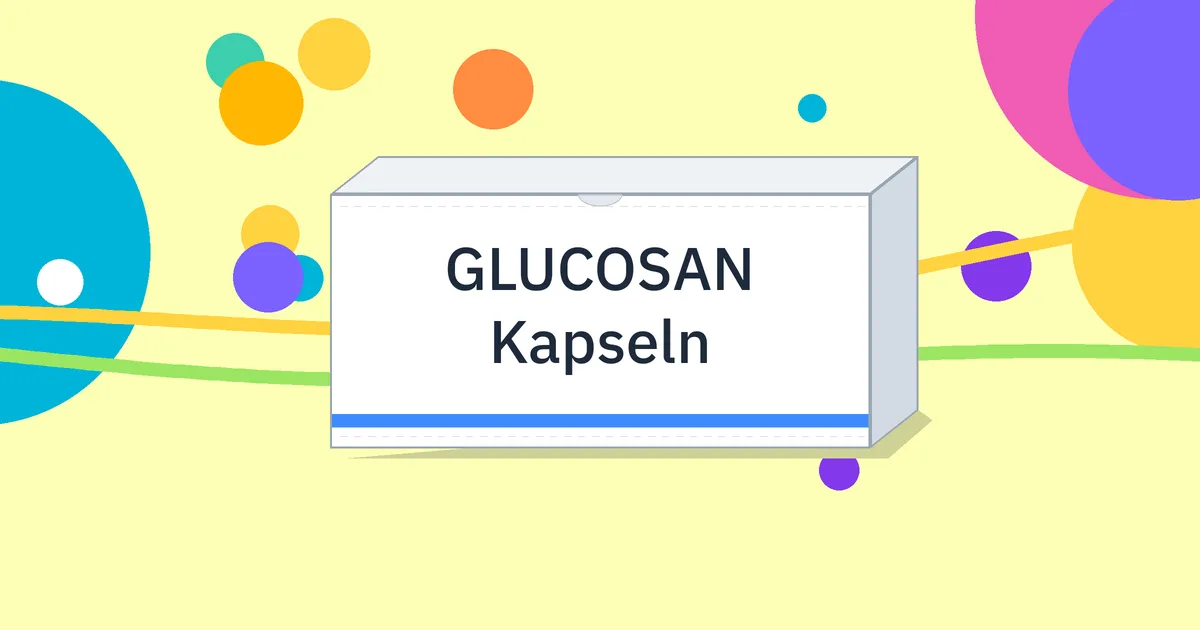 Symbolbild: Packung mit der Aufschrift GLUCOSAN Kapseln (PZN 02975237) – Verfügbarkeit und Bezug in Apotheken in Frankfurt am Main