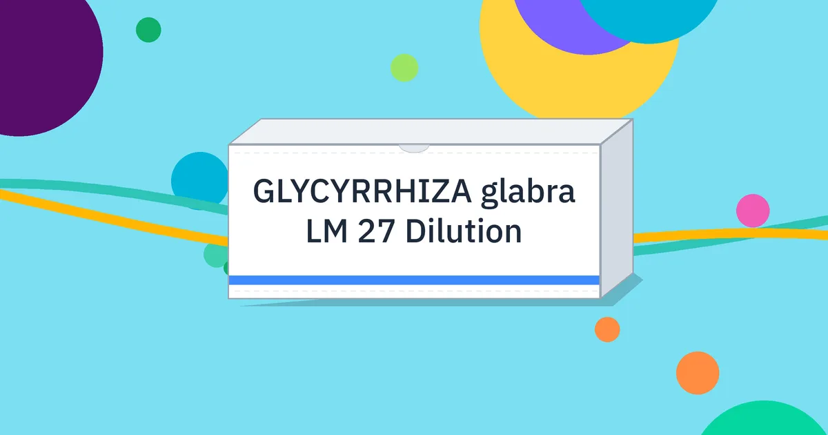 Symbolbild: Packung mit der Aufschrift GLYCYRRHIZA glabra LM 27 Dilution (PZN 12881046) – Verfügbarkeit und Bezug in Apotheken in Frankfurt am Main