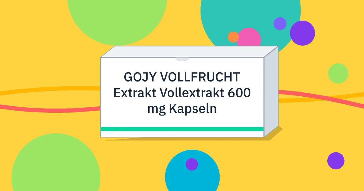 Symbolbild: Packung mit der Aufschrift GOJY VOLLFRUCHT Extrakt Vollextrakt 600 mg Kapseln (PZN 11008766) – Verfügbarkeit und Bezug in Apotheken in Frankfurt am Main