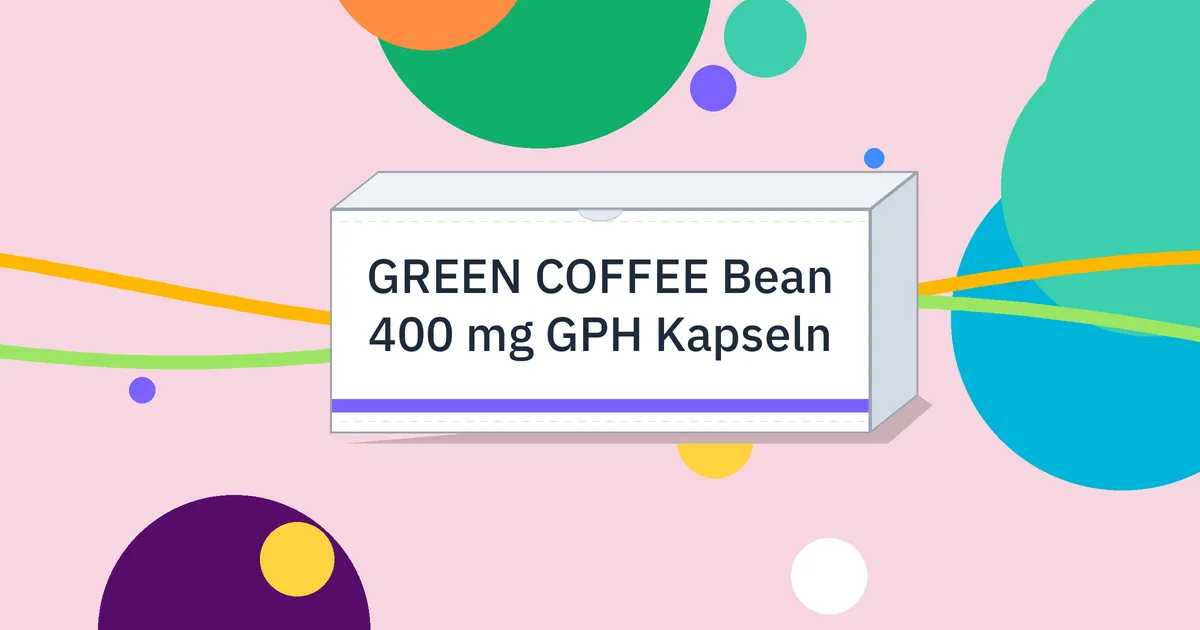Symbolbild: Packung mit der Aufschrift GREEN COFFEE Bean 400 mg GPH Kapseln (PZN 11176363) – Verfügbarkeit und Bezug in Apotheken in Frankfurt am Main