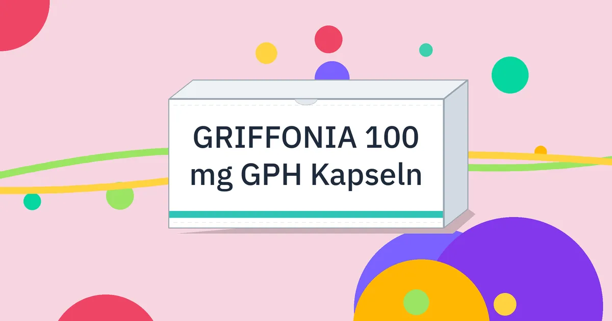 Symbolbild: Packung mit der Aufschrift GRIFFONIA 100 mg GPH Kapseln (PZN 13359777) – Verfügbarkeit und Bezug in Apotheken in Frankfurt am Main