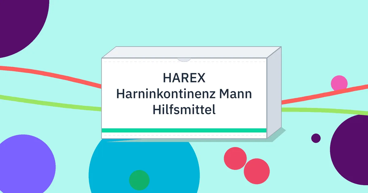 Symbolbild: Packung mit der Aufschrift HAREX Harninkontinenz Mann Hilfsmittel (PZN 18849227) – Verfügbarkeit und Bezug in Apotheken in Frankfurt am Main