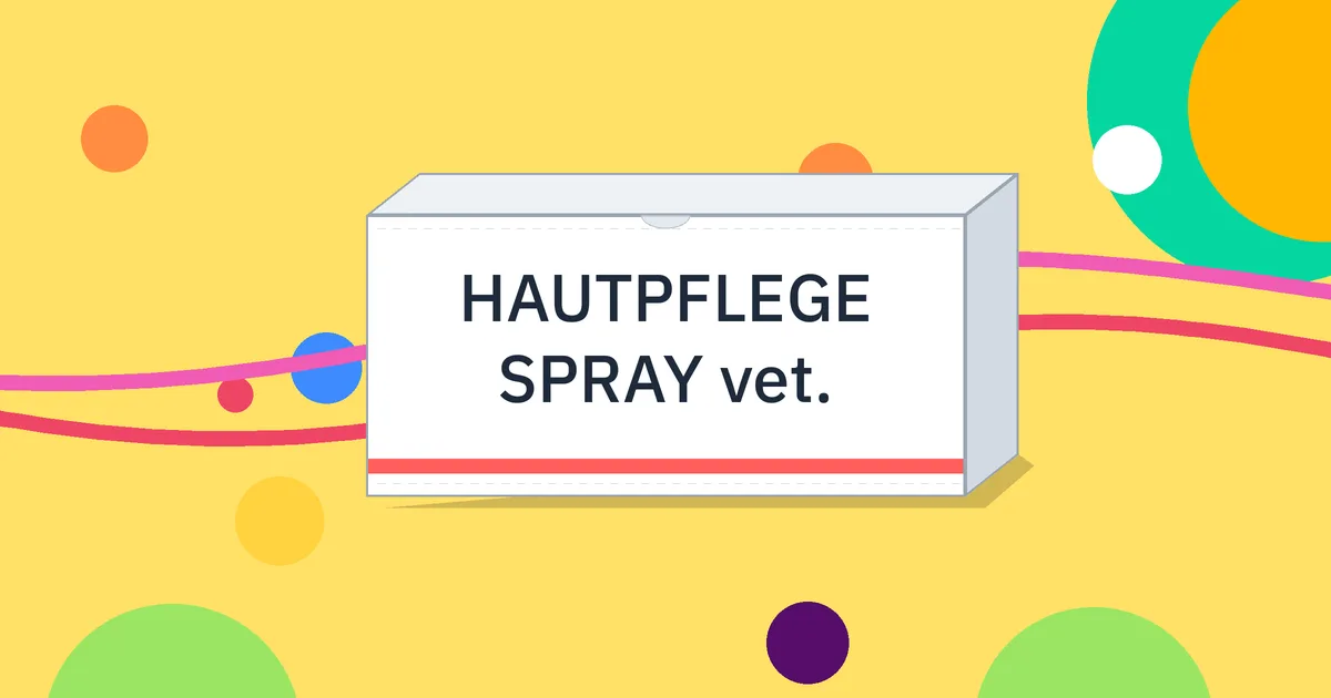 Symbolbild: Packung mit der Aufschrift HAUTPFLEGE SPRAY vet. (PZN 19349099) – Verfügbarkeit und Bezug in Apotheken in Frankfurt am Main