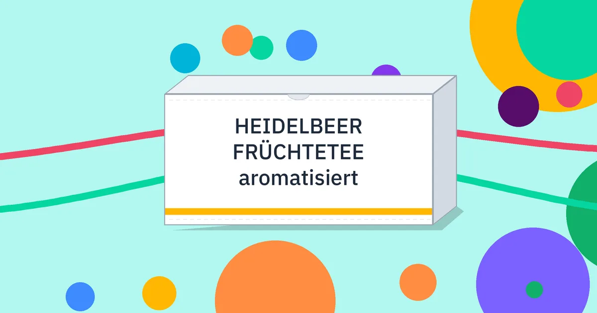 Symbolbild: Packung mit der Aufschrift HEIDELBEER FRÜCHTETEE aromatisiert (PZN 08464348) – Verfügbarkeit und Bezug in Apotheken in Frankfurt am Main
