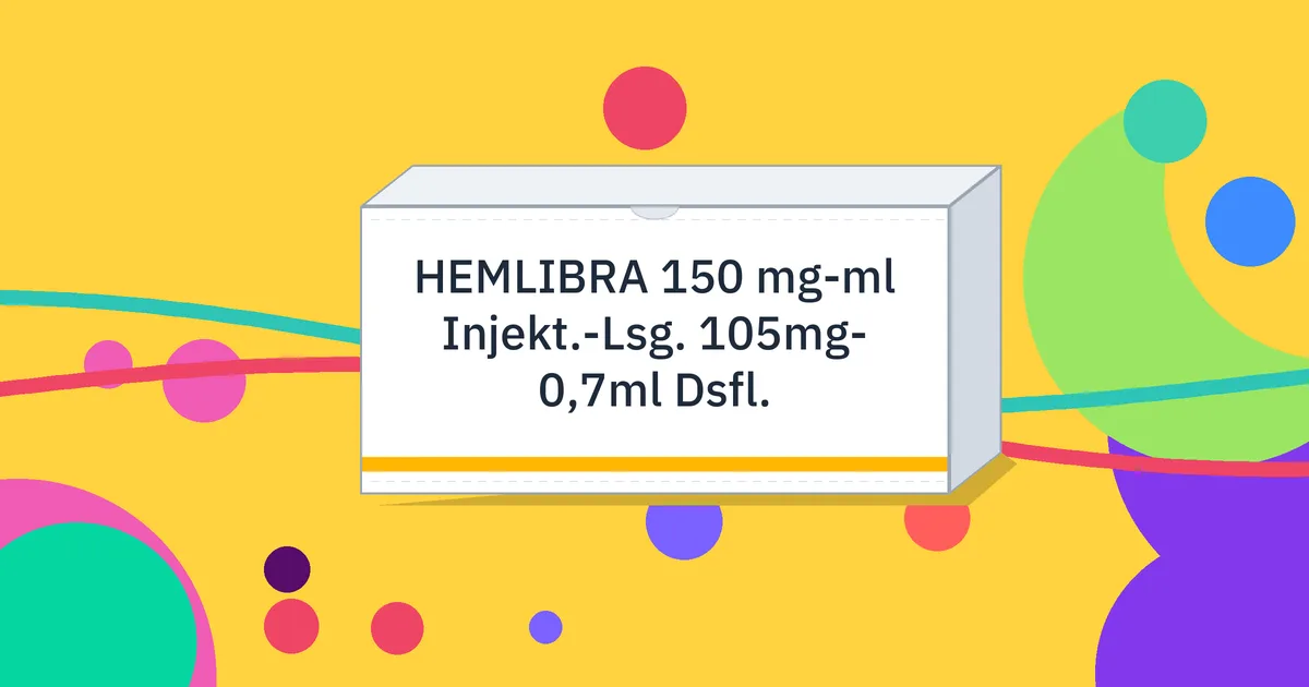 Symbolbild: Packung mit der Aufschrift HEMLIBRA 150 mg-ml Injekt.-Lsg. 105mg-0,7ml Dsfl. (PZN 12892713) – Verfügbarkeit und Bezug in Apotheken in Frankfurt am Main