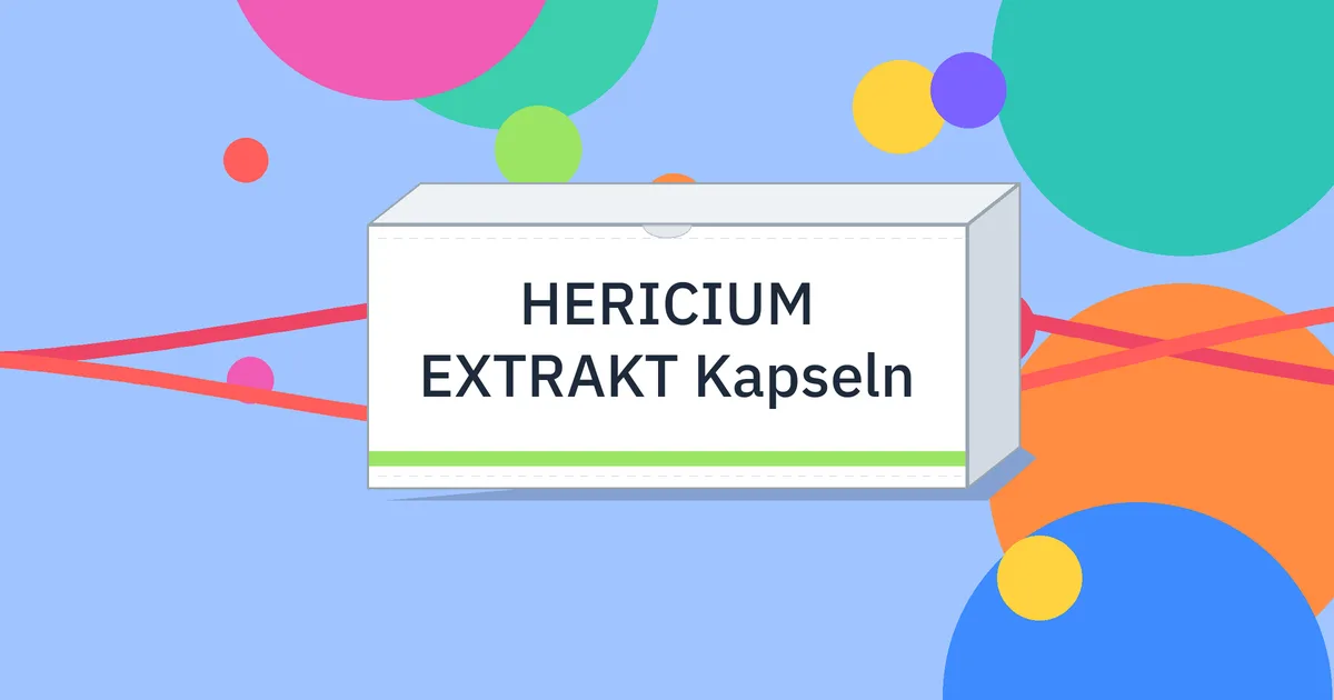 Symbolbild: Packung mit der Aufschrift HERICIUM EXTRAKT Kapseln (PZN 19095500) – Verfügbarkeit und Bezug in Apotheken in Frankfurt am Main