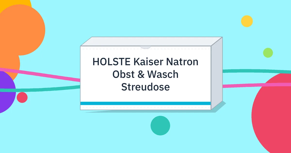 Symbolbild: Packung mit der Aufschrift HOLSTE Kaiser Natron Obst & Wasch Streudose (PZN 10828326) – Verfügbarkeit und Bezug in Apotheken in Frankfurt am Main