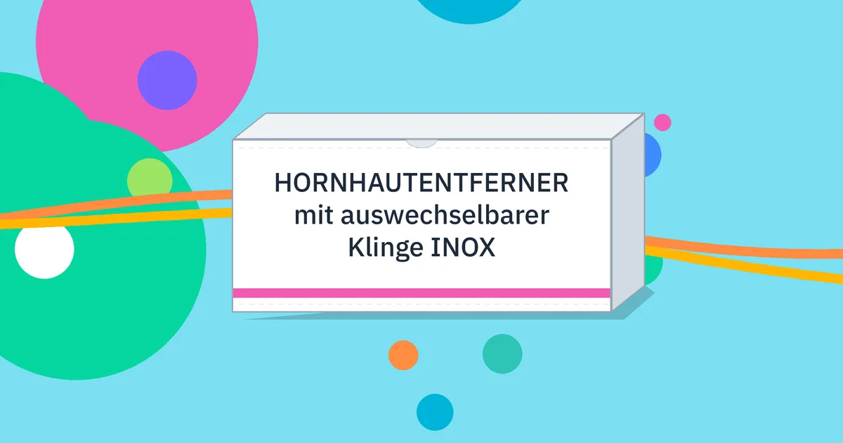 Symbolbild: Packung mit der Aufschrift HORNHAUTENTFERNER mit auswechselbarer Klinge INOX (PZN 16500874) – Verfügbarkeit und Bezug in Apotheken in Frankfurt am Main