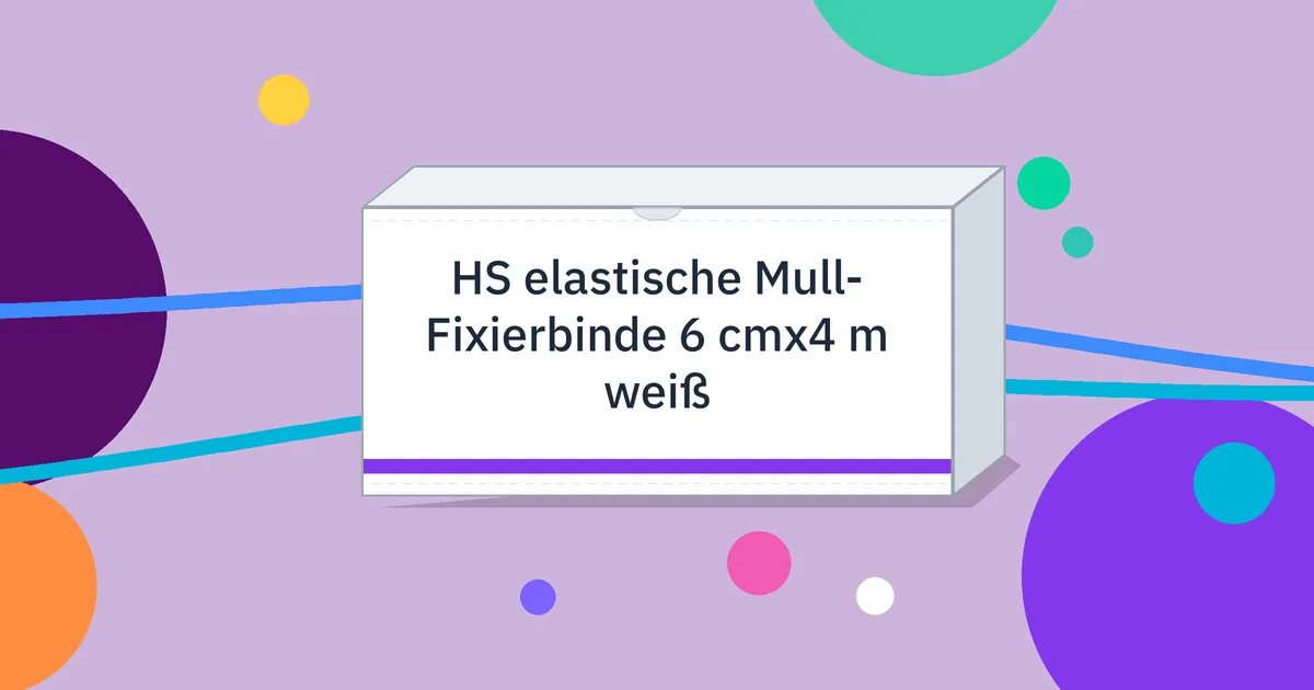 Symbolbild: Packung mit der Aufschrift HS elastische Mull-Fixierbinde 6 cmx4 m weiß (PZN 09741577) – Verfügbarkeit und Bezug in Apotheken in Frankfurt am Main