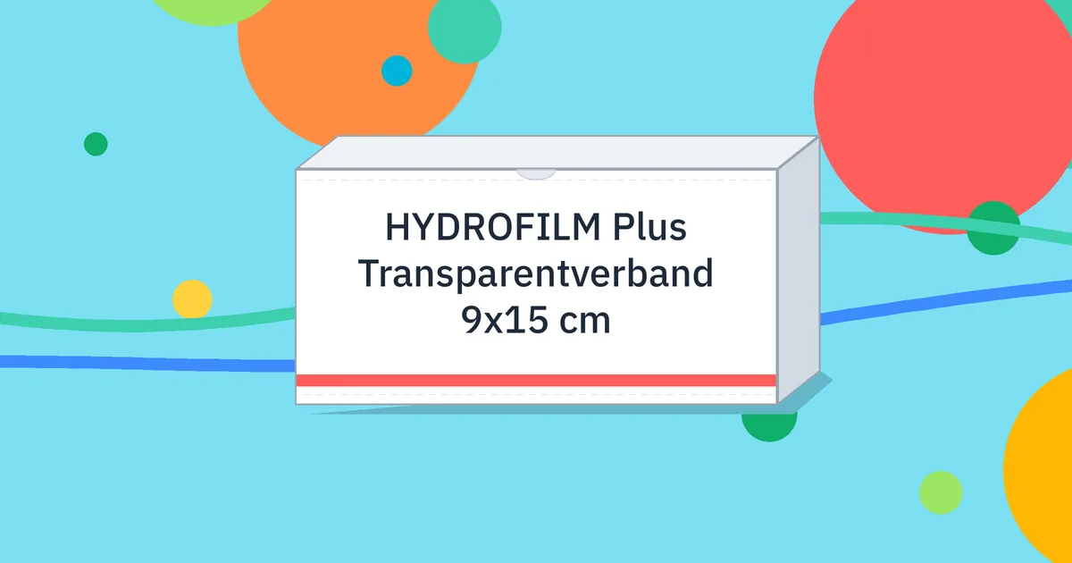 Symbolbild: Packung mit der Aufschrift HYDROFILM Plus Transparentverband 9x15 cm (PZN 00929575) – Verfügbarkeit und Bezug in Apotheken in Frankfurt am Main