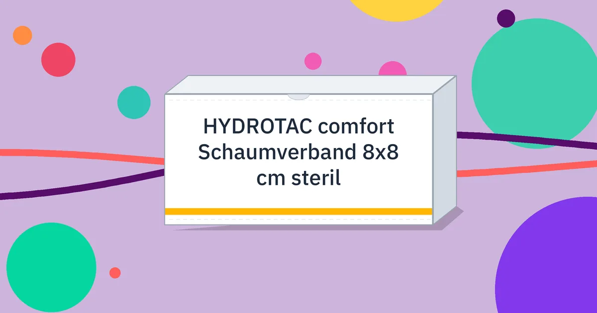 Symbolbild: Packung mit der Aufschrift HYDROTAC comfort Schaumverband 8x8 cm steril (PZN 11382625) – Verfügbarkeit und Bezug in Apotheken in Frankfurt am Main